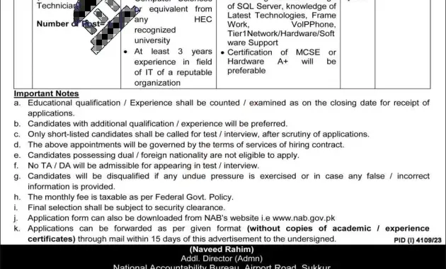 NAB Jobs 2024 – National Accountability Bureau | Find Pak Jobs